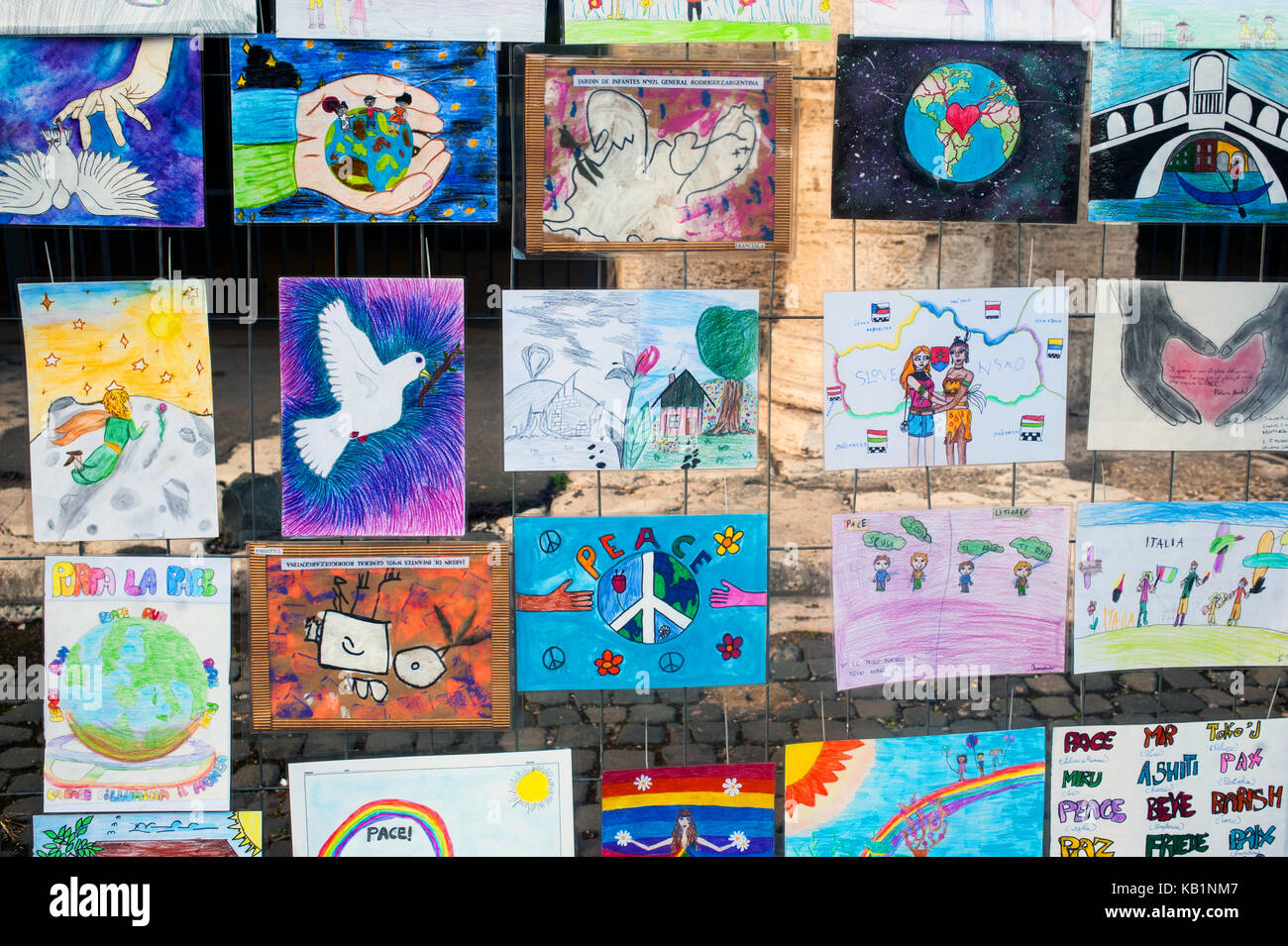 Kids drawing peace Stock Photo - Alamy