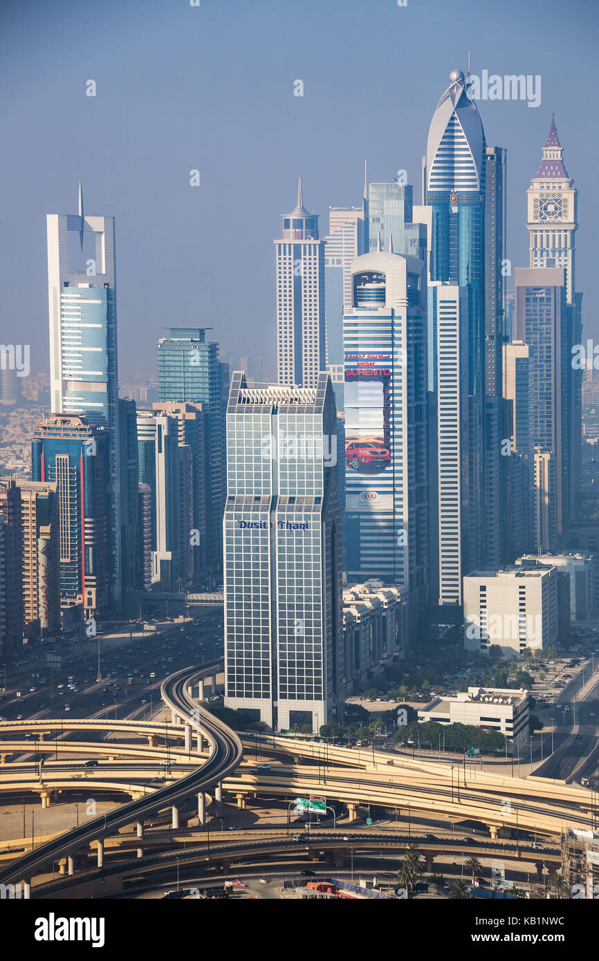 Skyline of Dubai while sheikh Zayed Strasse Stock Photo - Alamy