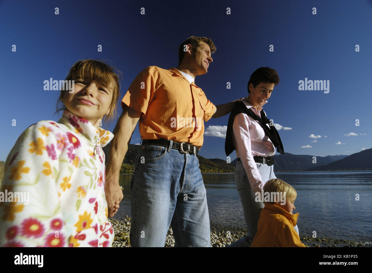 family hiking at the Tegernsee, Bavaria, Germany Stock Photo - Alamy