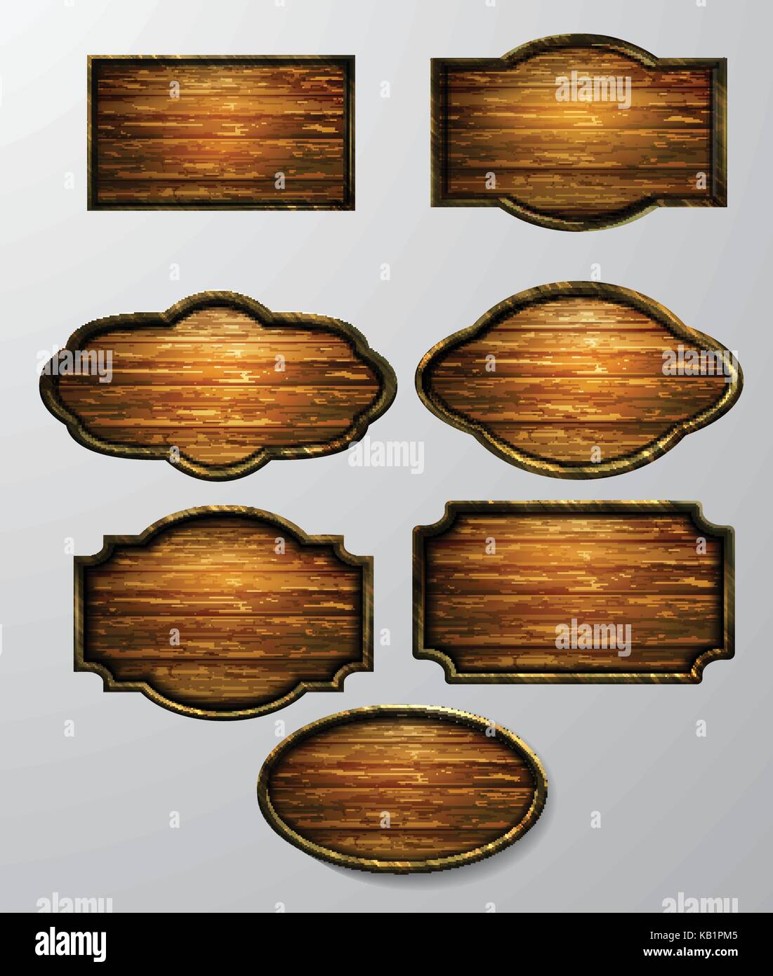 Wooden signs, vector icon set Stock Vector Image & Art - Alamy