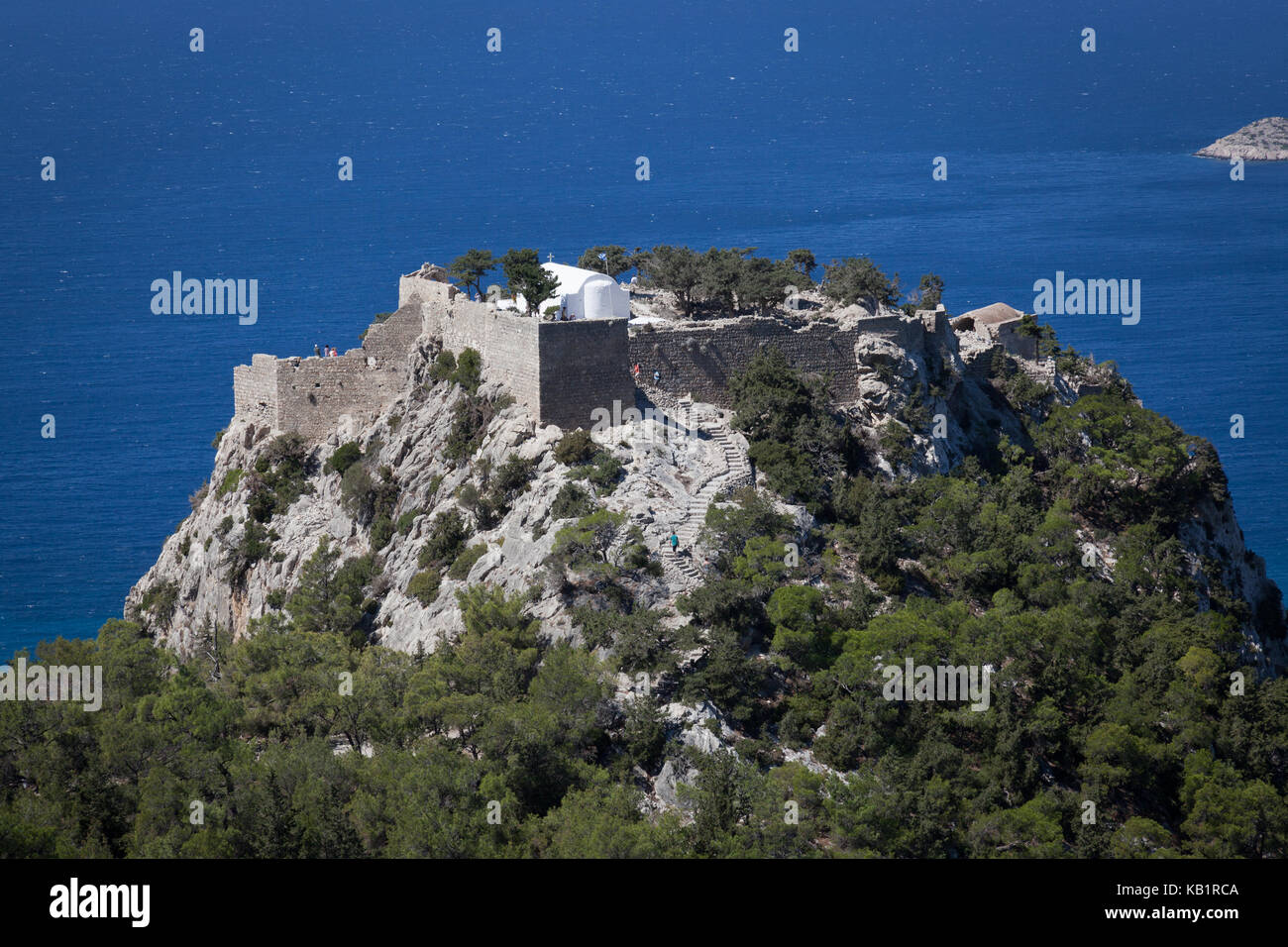 The ruins of Monolithos castle on the Greek island of Rhodes Stock ...