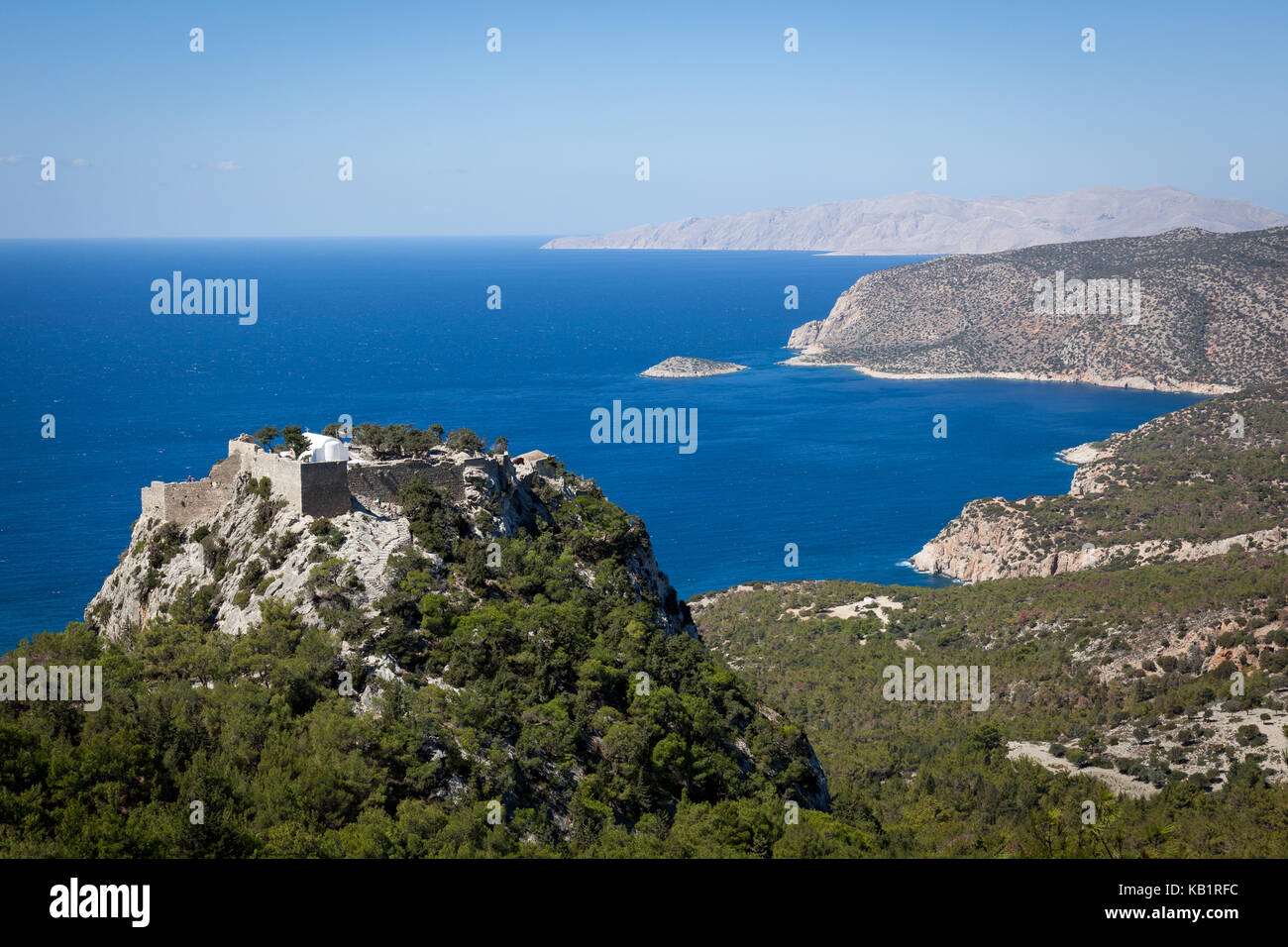 The ruins of Monolithos castle on the Greek island of Rhodes Stock ...