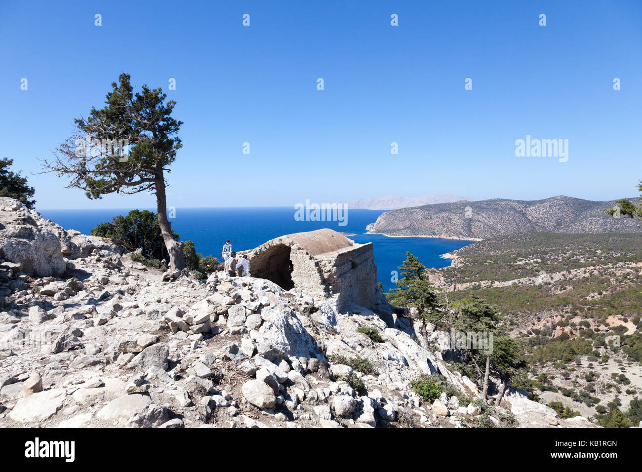 The ruins of Monolithos castle on the Greek island of Rhodes Stock ...