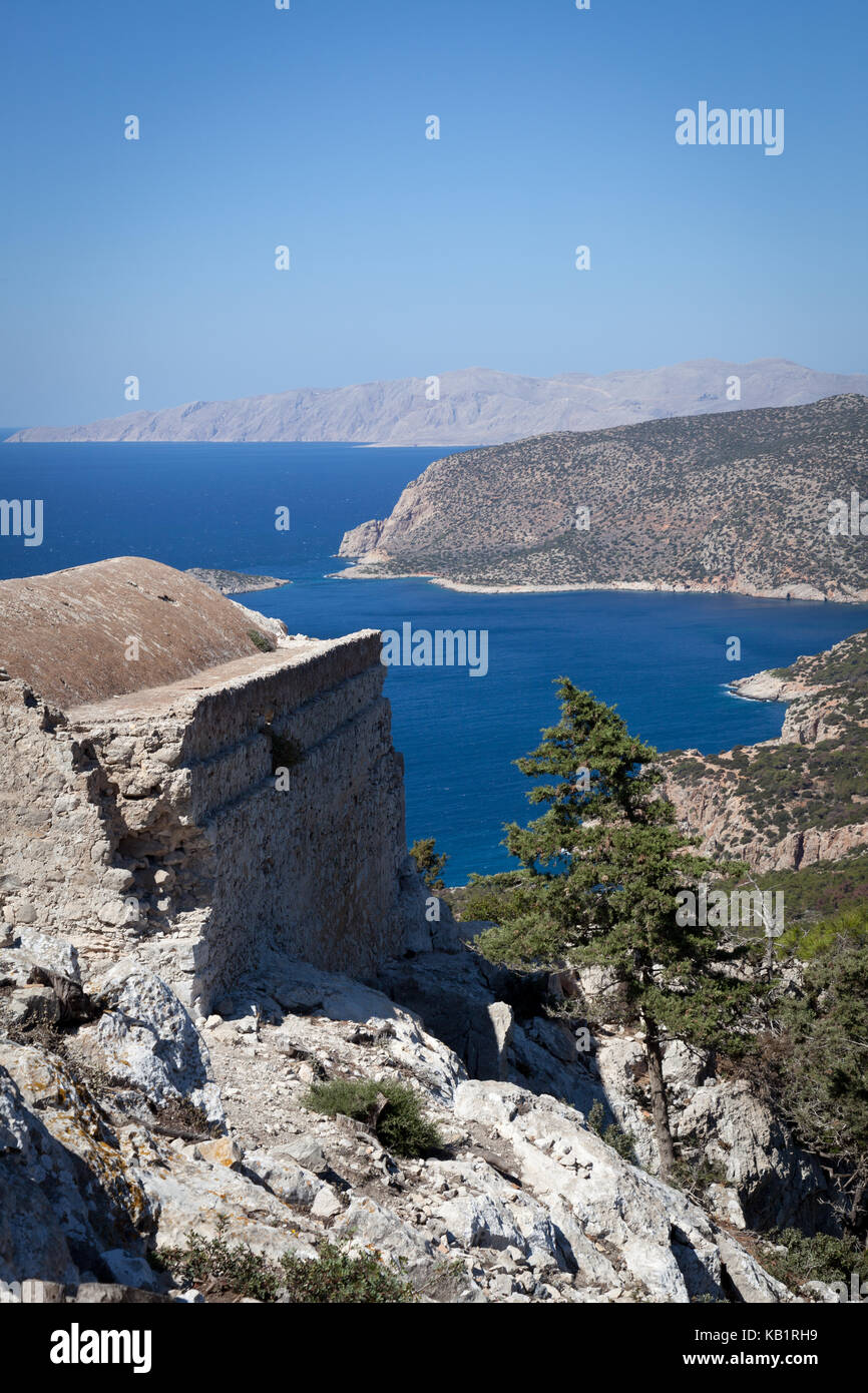 The ruins of Monolithos castle on the Greek island of Rhodes Stock ...