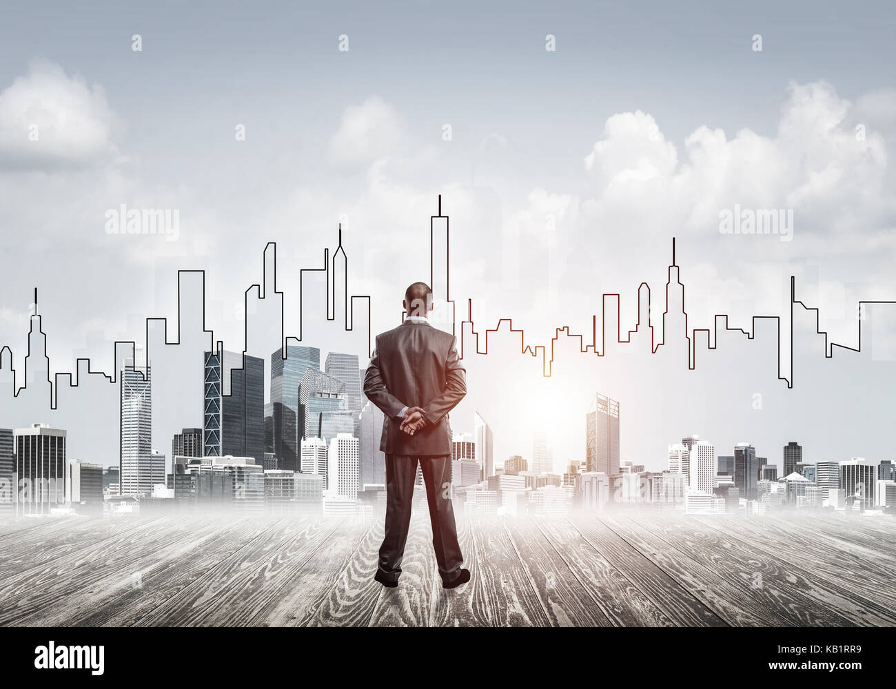 Motivation and inspiration concept with modern cityscape and bus Stock ...