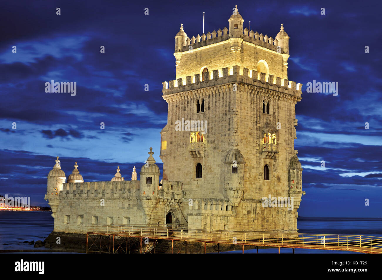 Torre De Belem Tower At Night High Resolution Stock Photography and ...