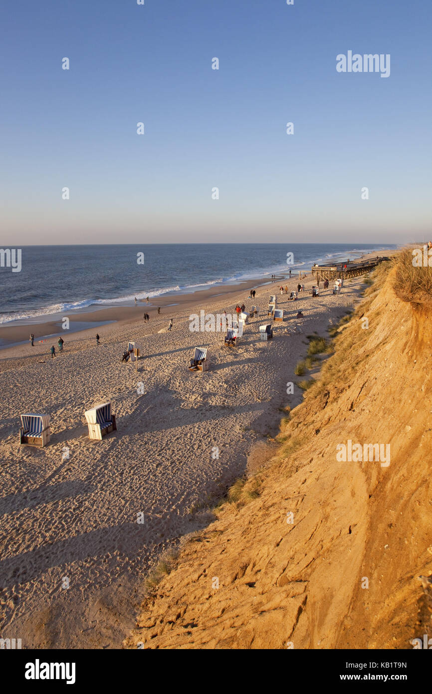 Beach red cliff in Kampen, island Sylt, Schleswig - Holstein, Germany ...