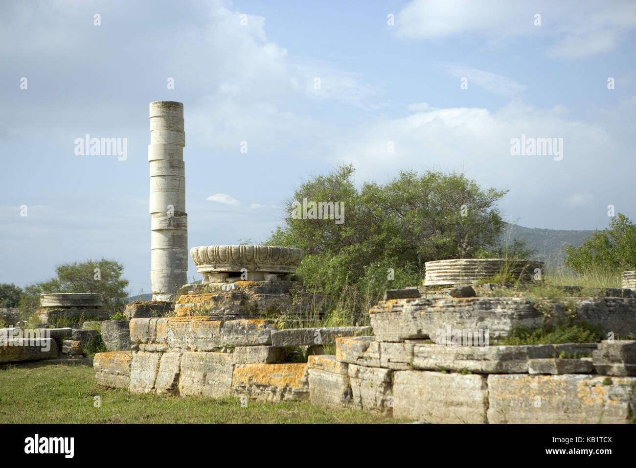Samos, Pythagoreion, temple ruins of the shrine of Hera Stock Photo - Alamy