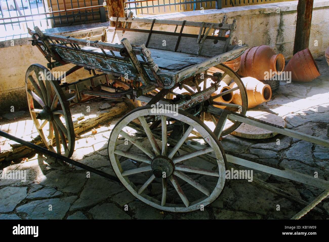 A traditional horse cart in the courtyard of the Alanya Archaeological ...