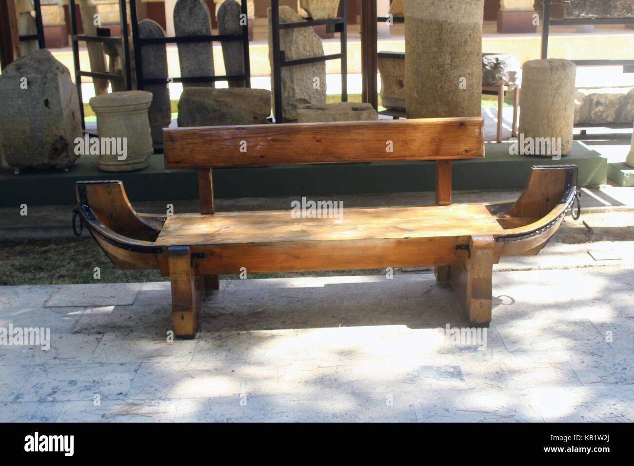 A bench made in the form of an ancient vessel in the Alanya ...
