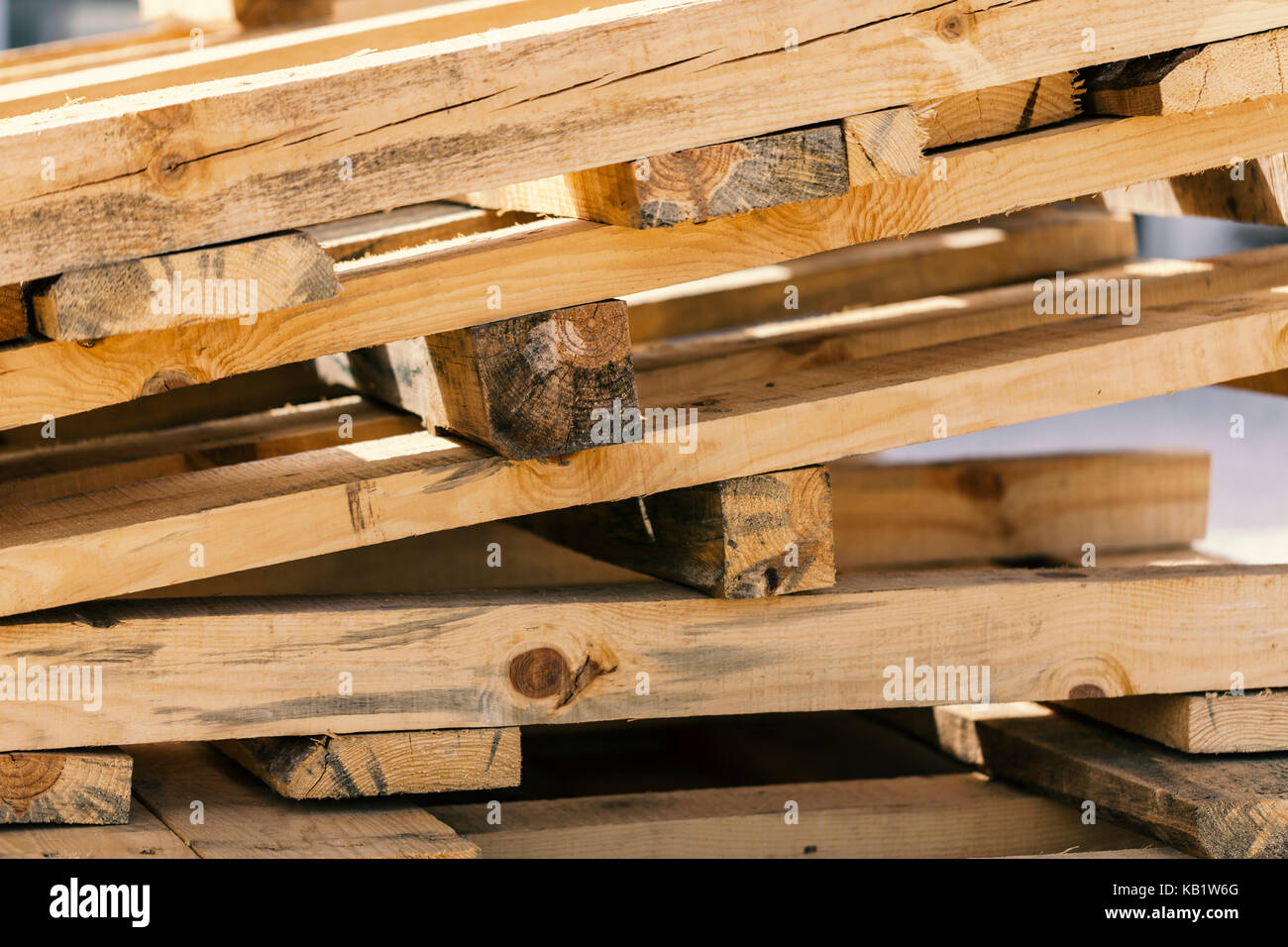 wooden palets on stack, close up Stock Photo - Alamy