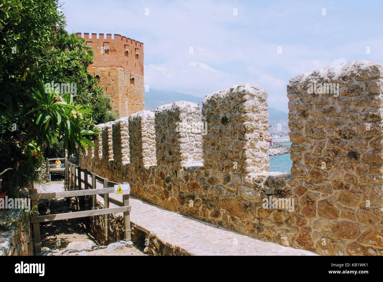 Fortress wall of the Alanya castle in the Old Town (Alanya, Turkey ...