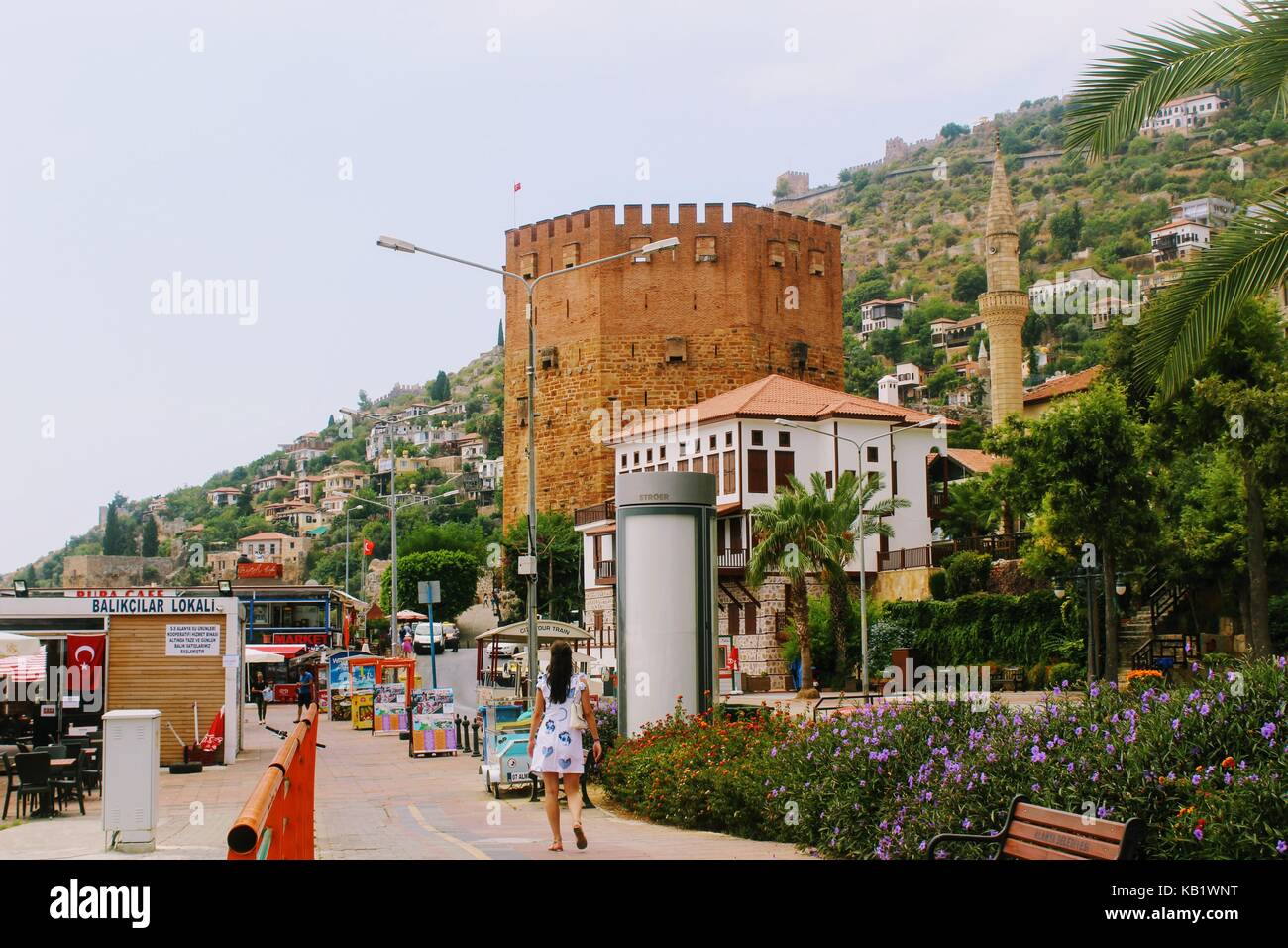 View of Red Tower from the seafront (Alanya, Turkey Stock Photo - Alamy