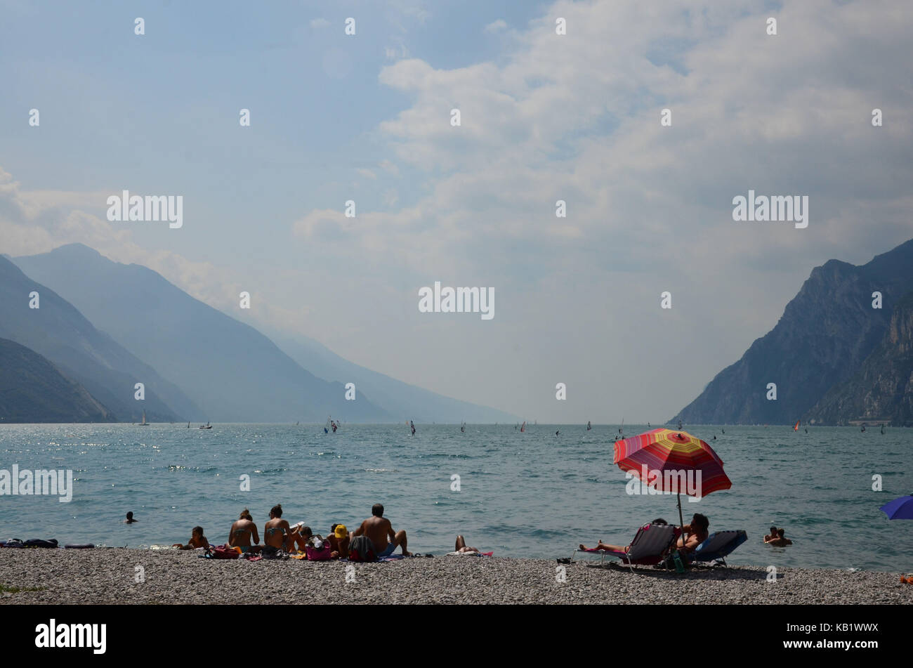Italy, Trentino, Gardasee, Torbole, lakeside, bathing place Stock Photo ...