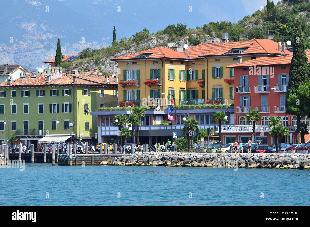 Italy, Trentino, Gardasee, Nago-Torbole, sea promenade Stock Photo - Alamy