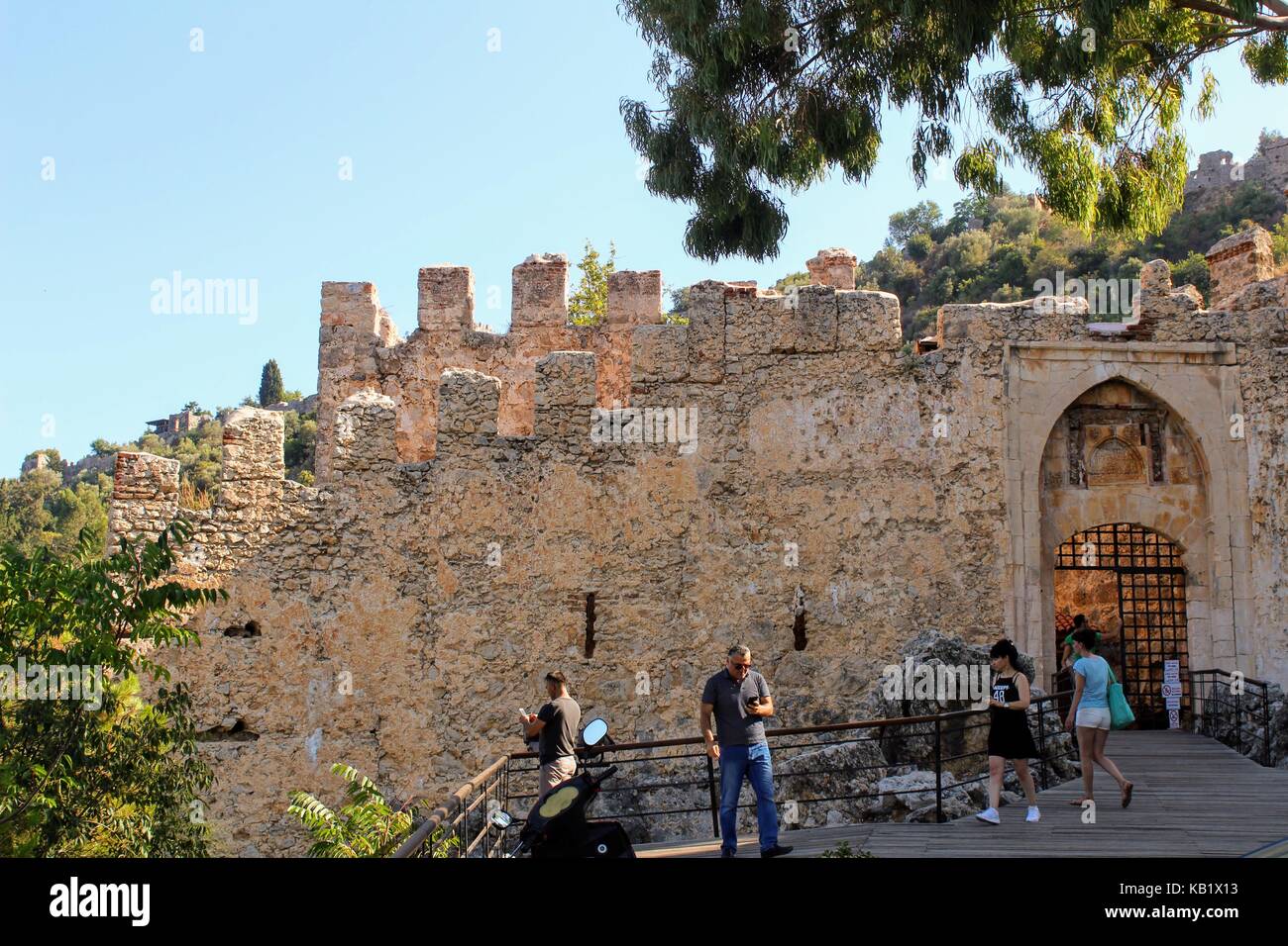 Fortress wall of the Alanya castle in the Old Town (Alanya, Turkey ...