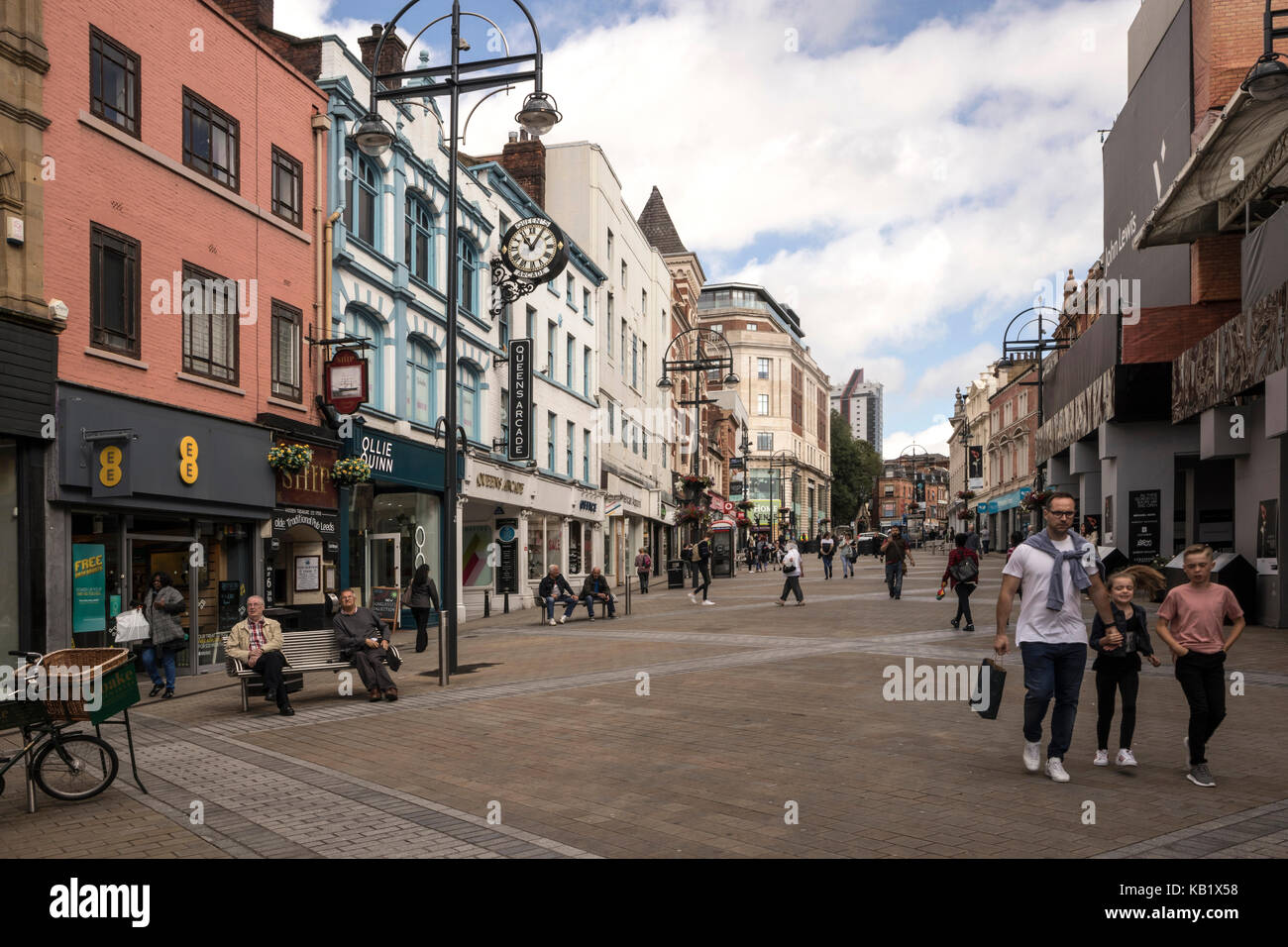 The shopping centre of Leeds, showing Briggate, a pedestrian only paved ...
