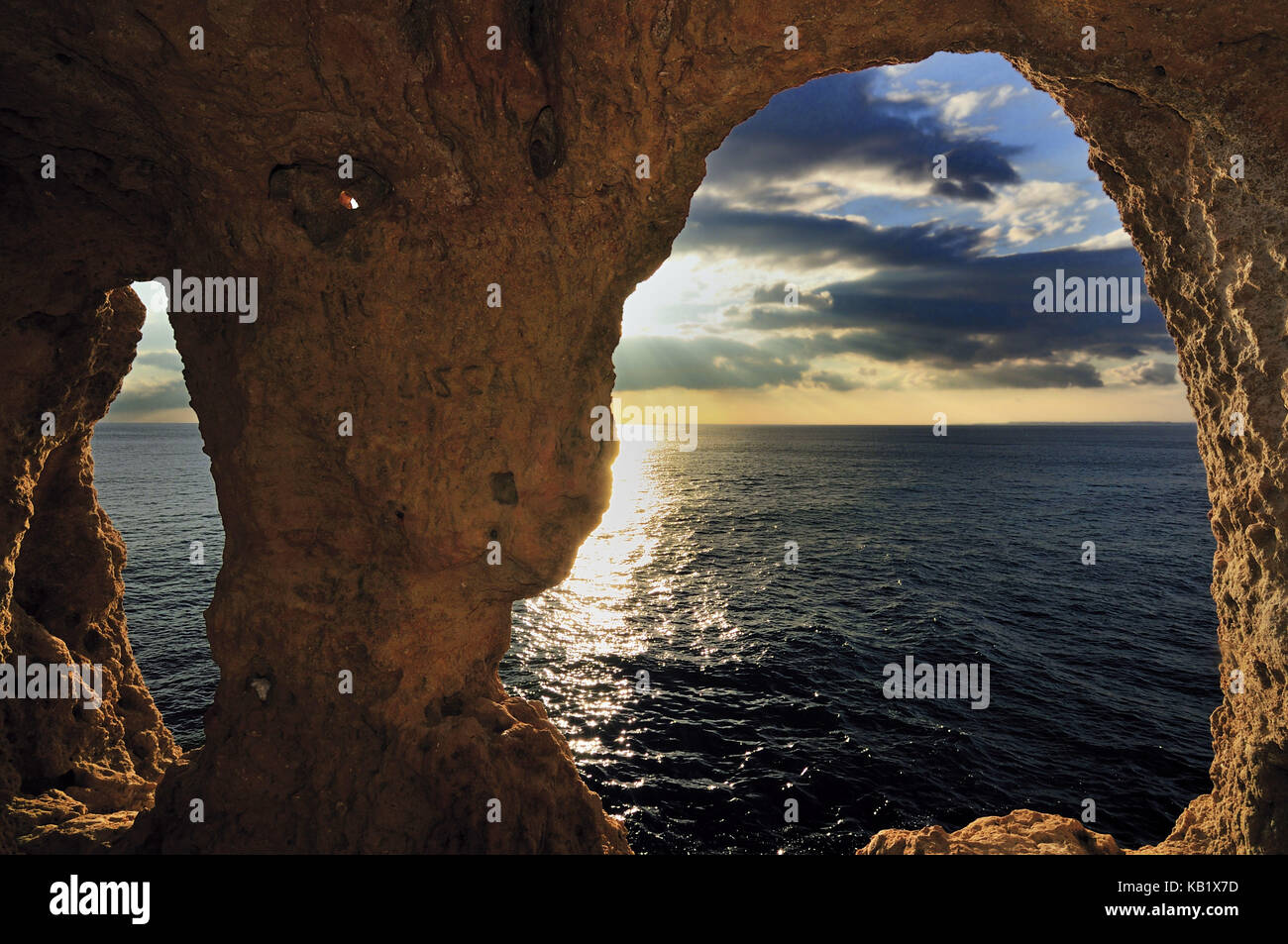 Portugal, Algarve, rock arcades of Algar Seco in Carvoeiro Stock Photo ...