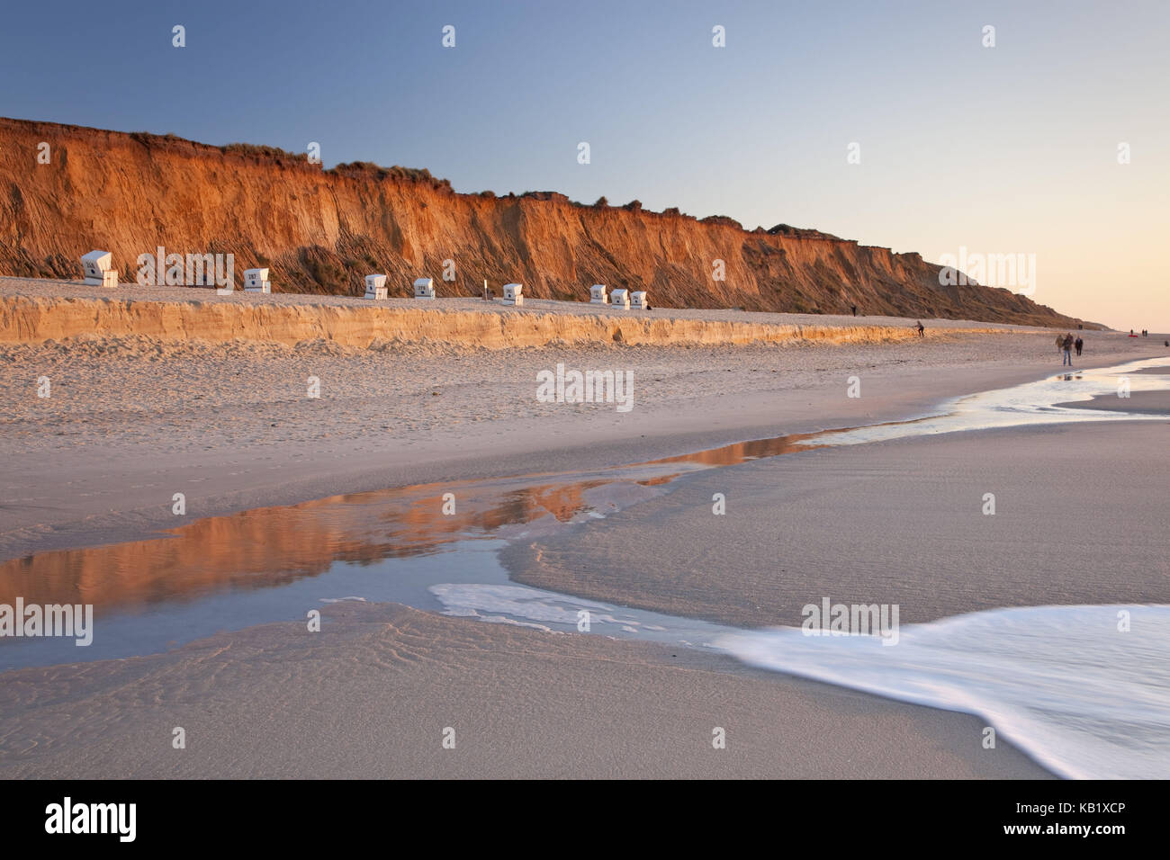 Beach chairs in the red cliff, Kampen, island Sylt, Schleswig ...