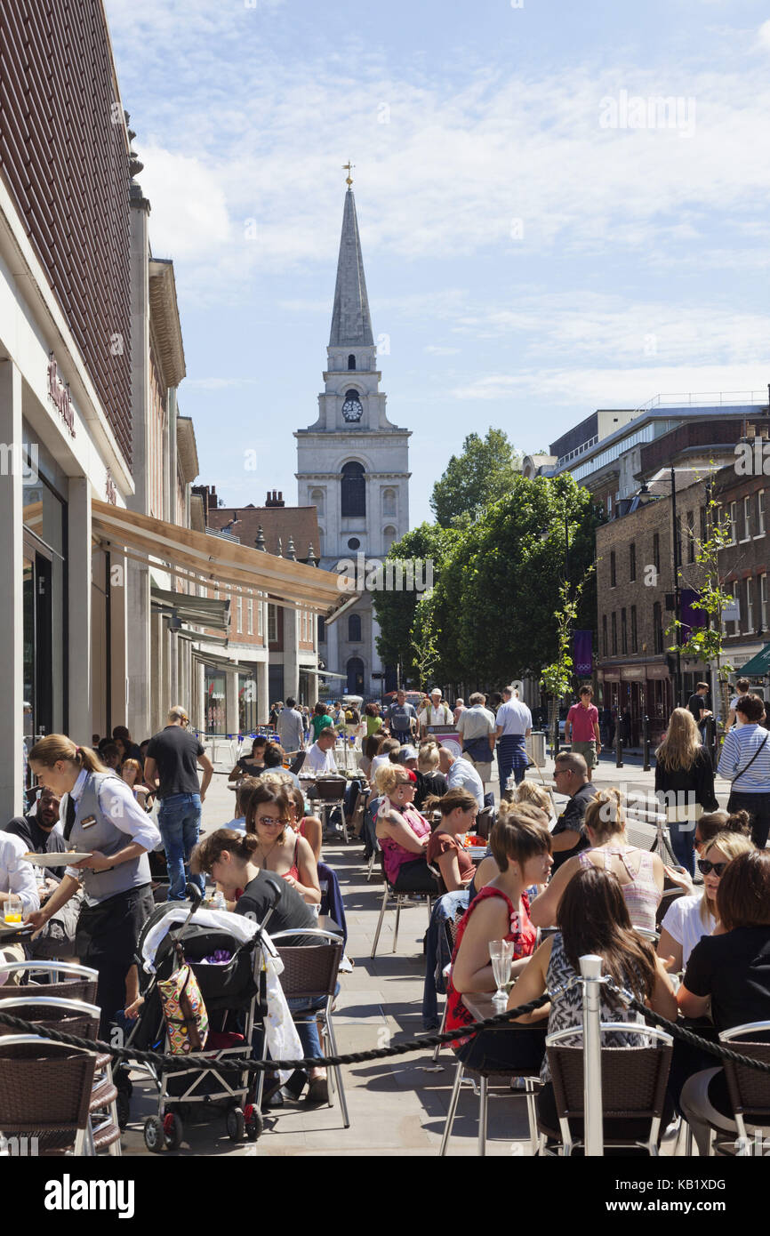 England, London, Whitechapel, Spitalfields Market, street cafes Stock ...