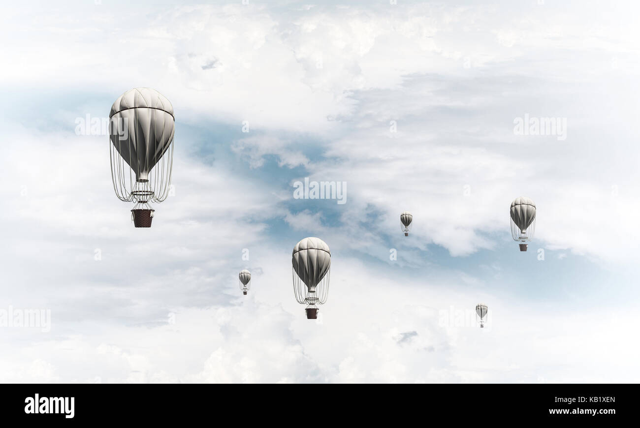 Flying hot air balloons in the air Stock Photo - Alamy