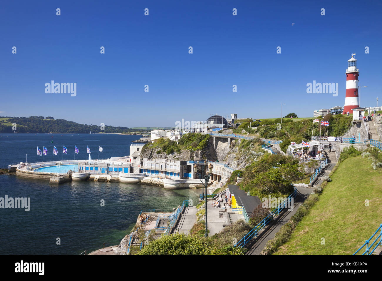 England, Devon, Plymouth, coast, Plymouth Hoe, Tinside pool, lighthouse ...