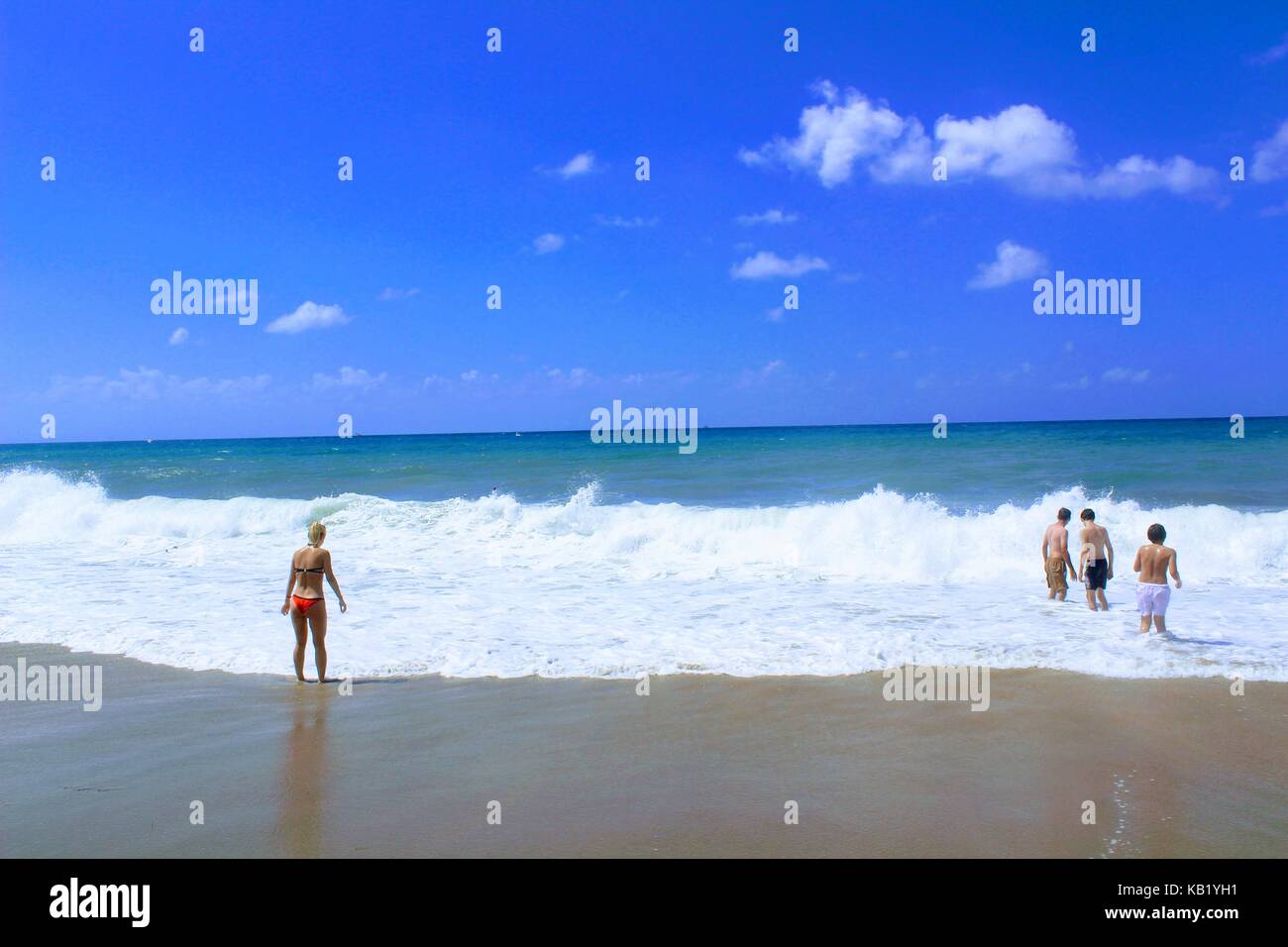 July, 2017 - Vacationers bathe in the sea and sunbathe in the sun on ...