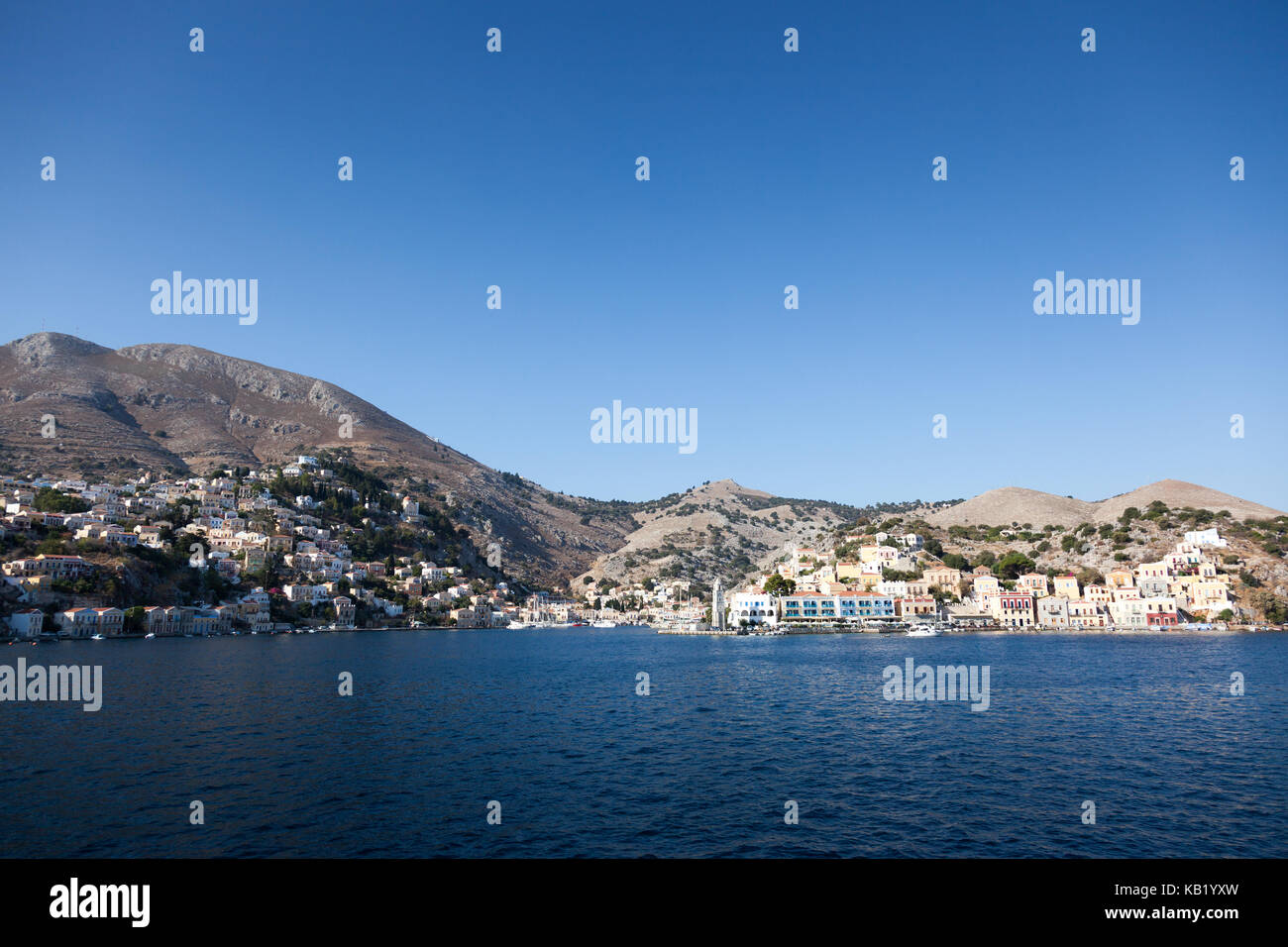 The port of Symi, on Symi island near to Rhodes in Greece Stock Photo ...