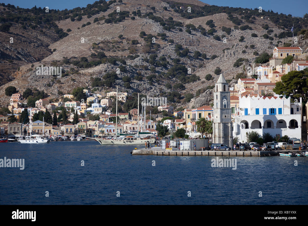 The port of Symi, on Symi island near to Rhodes in Greece Stock Photo ...