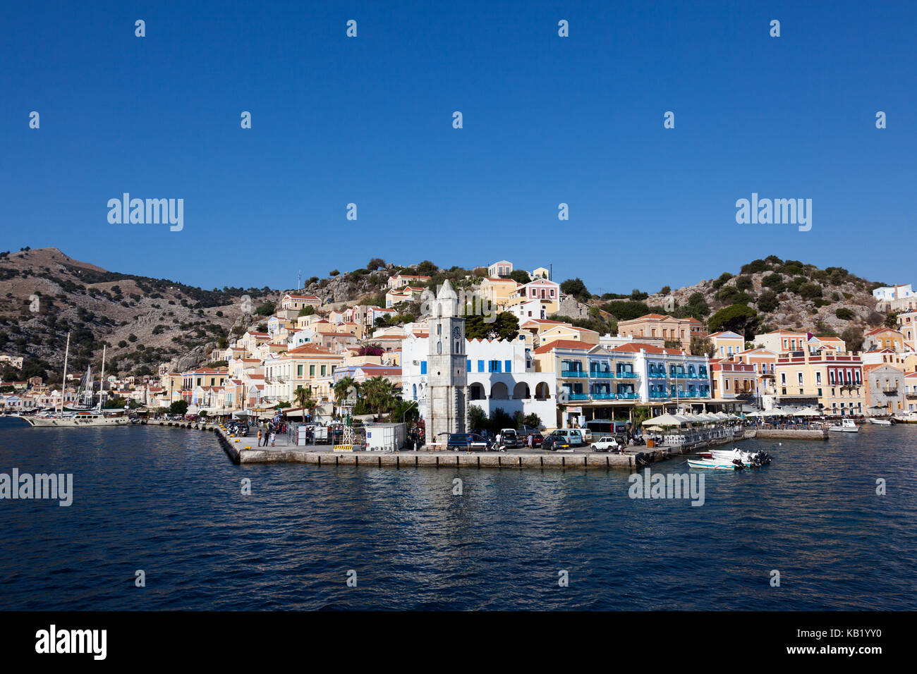 The port of Symi, on Symi island near to Rhodes in Greece Stock Photo ...