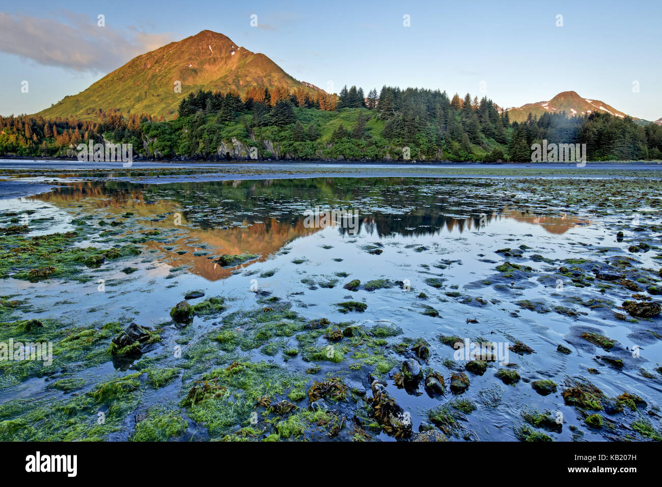 North America, the USA, Alaska, Kodiak Iceland, Monashka Bay, mountain ...