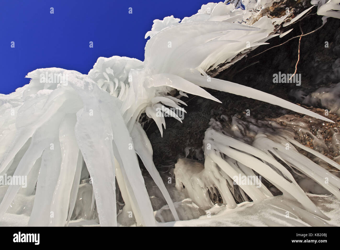Sweden, north Swede, Lapland, lake Torneträsk, ice formations, icicles ...