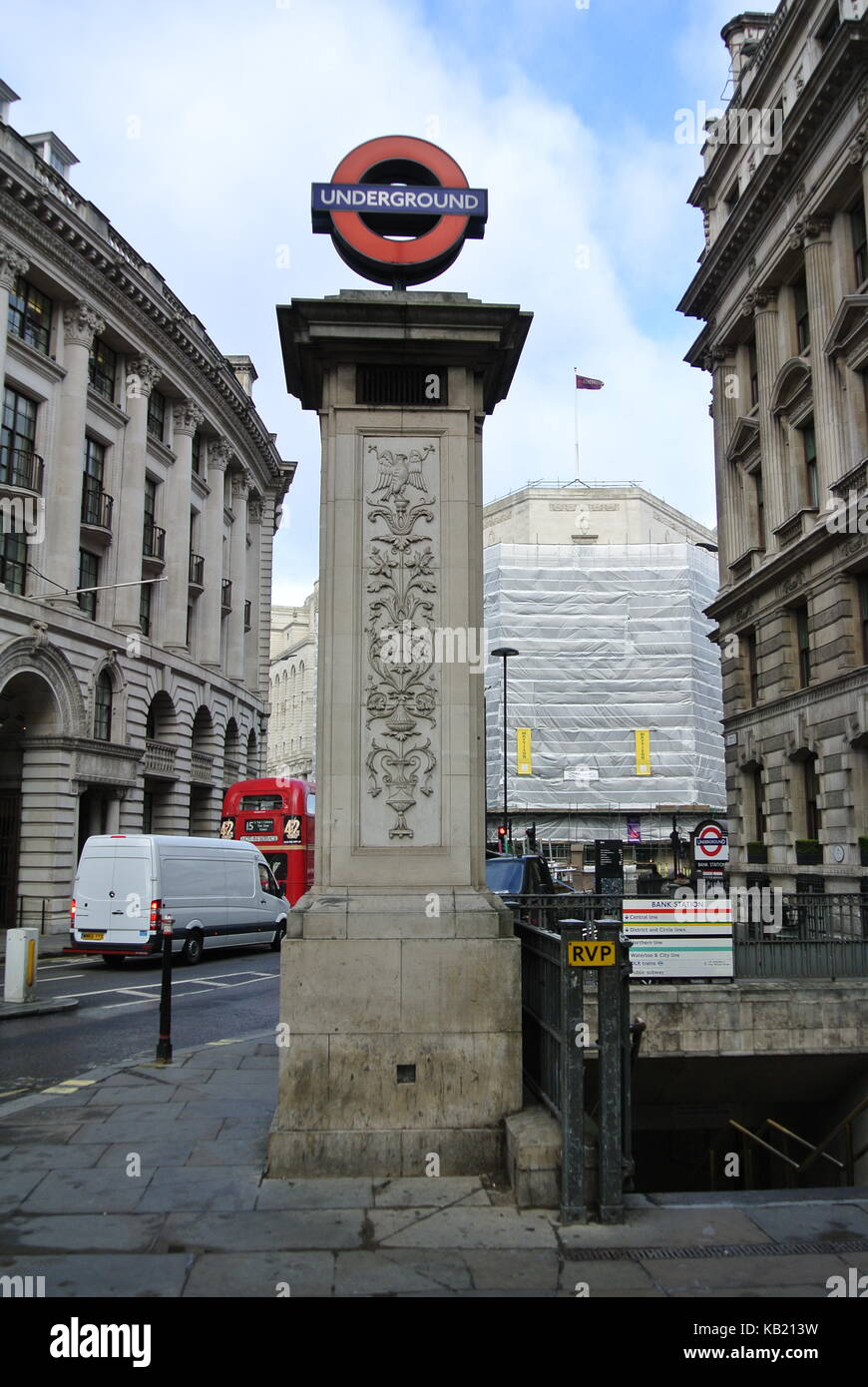 Stone column at the entrance to Bank Station, London Underground ...