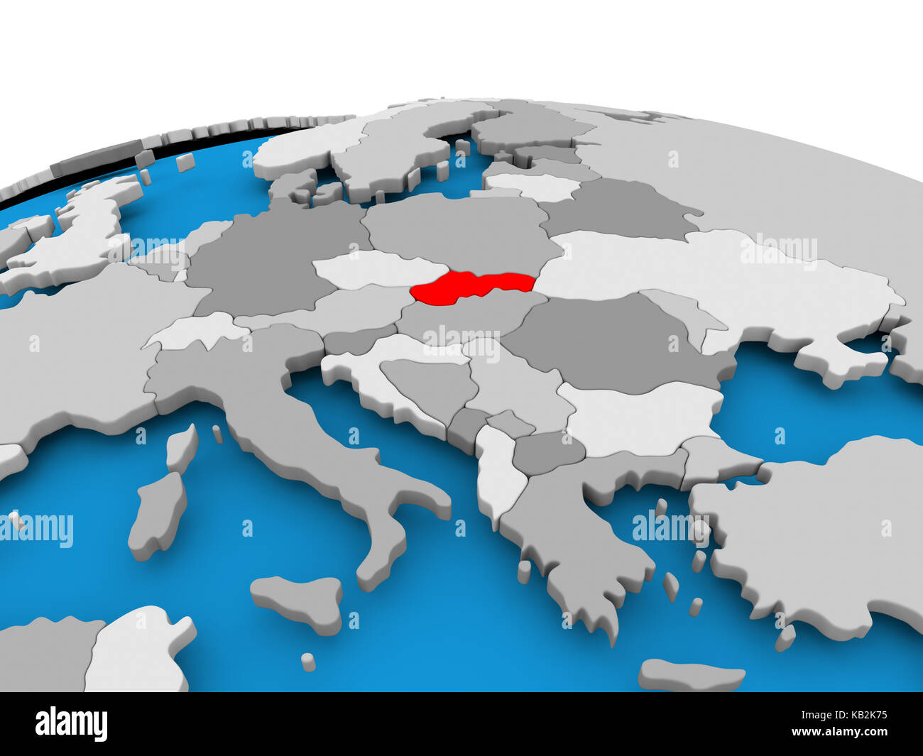 Slovakia highlighted in red on political globe. 3D illustration Stock ...