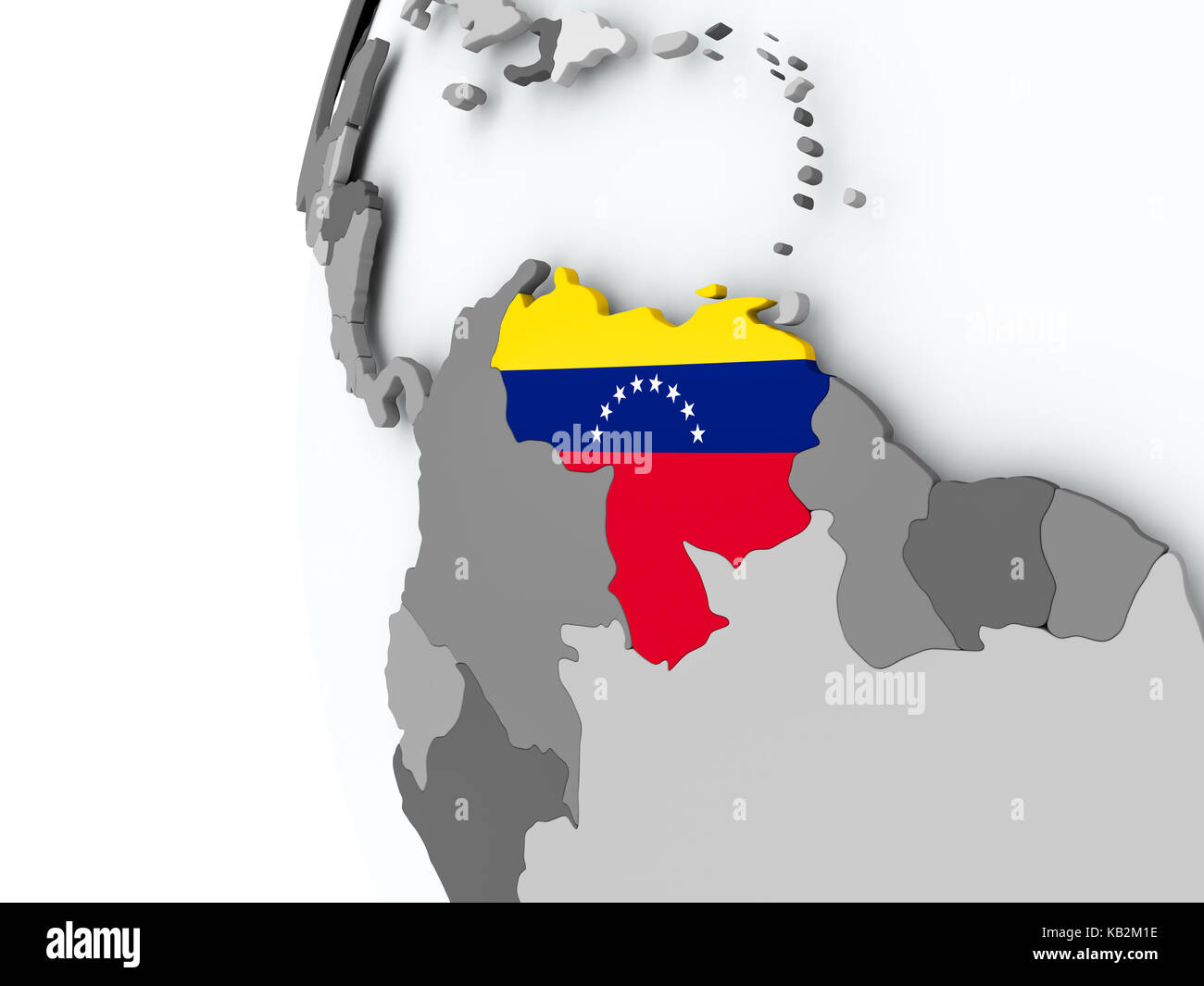 Illustration of Venezuela on political globe with embedded flag. 3D ...