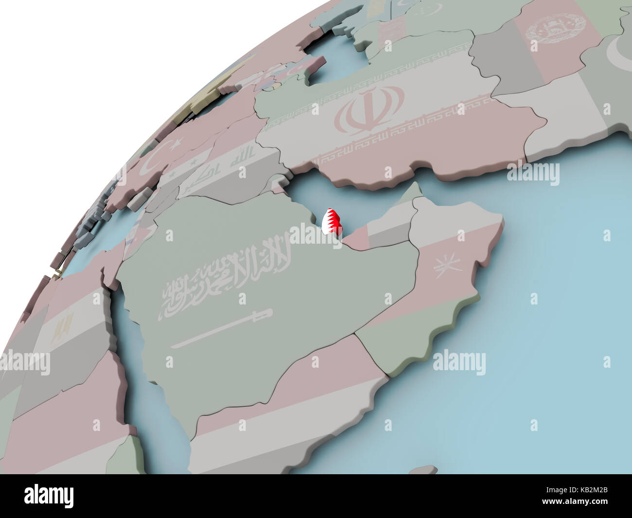 Qatar on political globe with embedded flags. 3D illustration Stock ...
