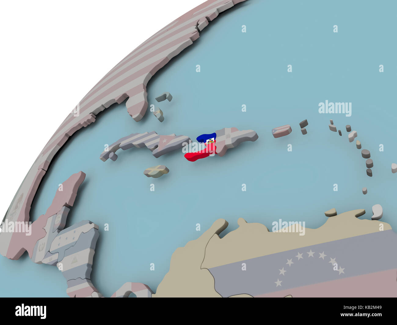 Haiti on political globe with embedded flags. 3D illustration Stock ...