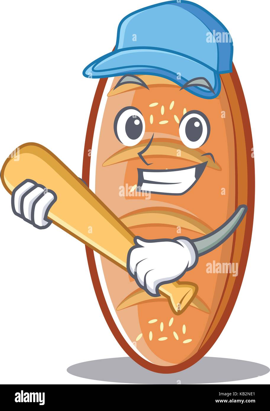 Playing baseball baked bread character cartoon Stock Vector Image & Art ...