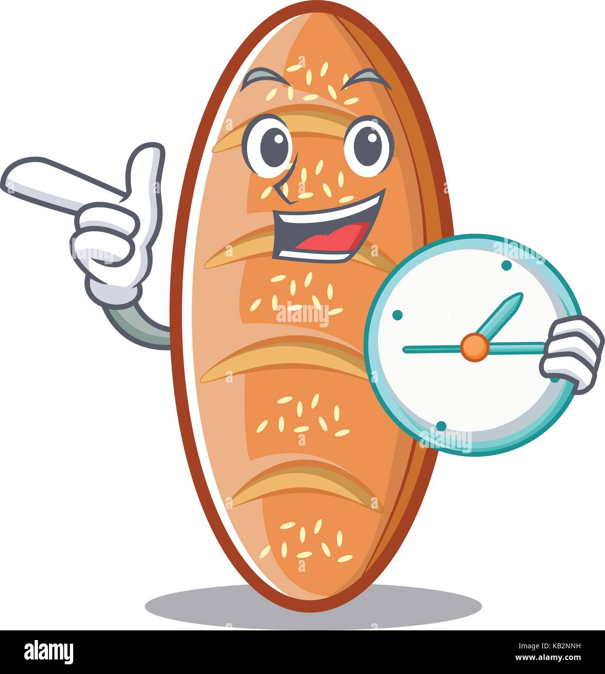With clock baked bread character cartoon Stock Vector Image & Art - Alamy