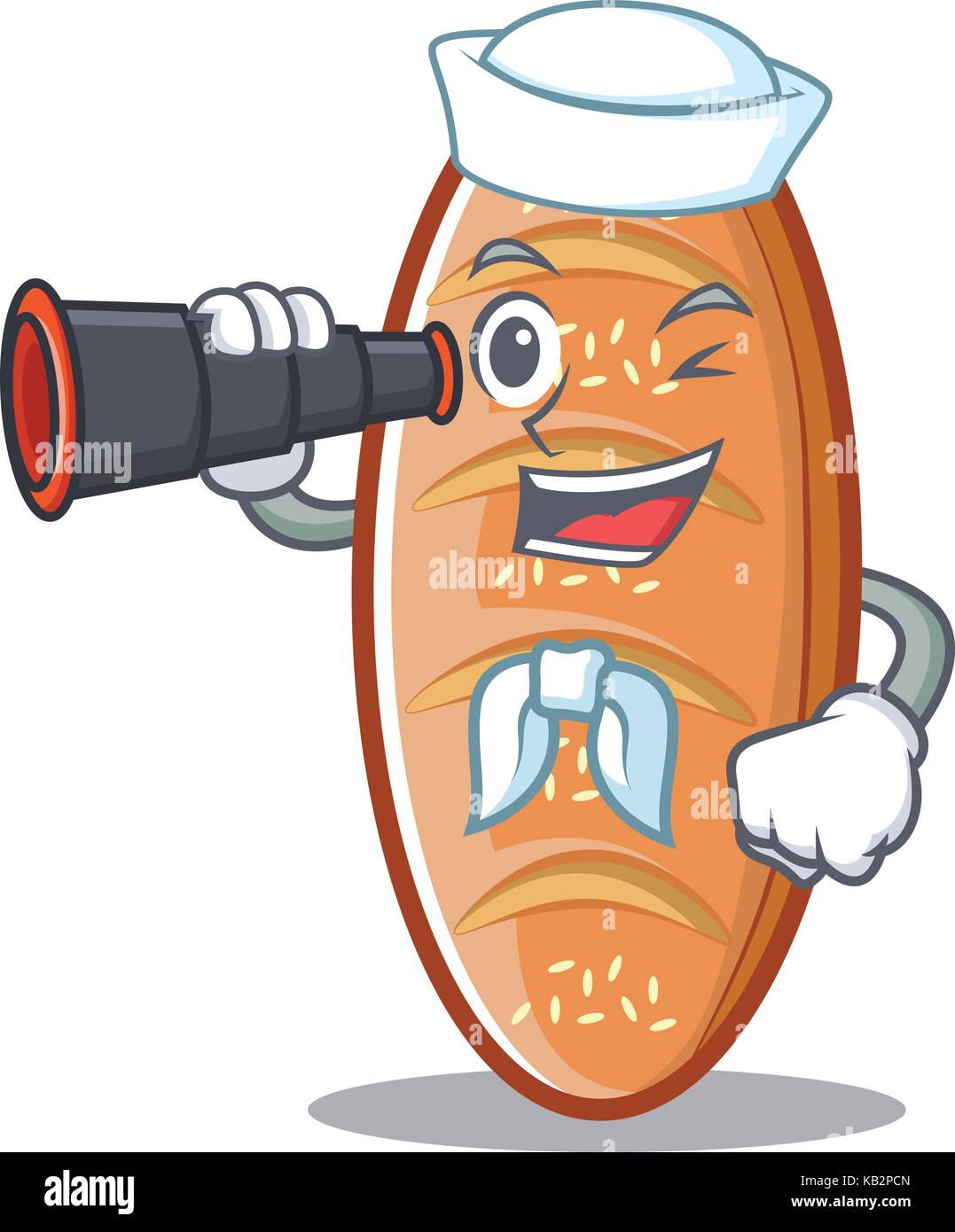 Sailor with binocular baked bread character cartoon Stock Vector Image ...