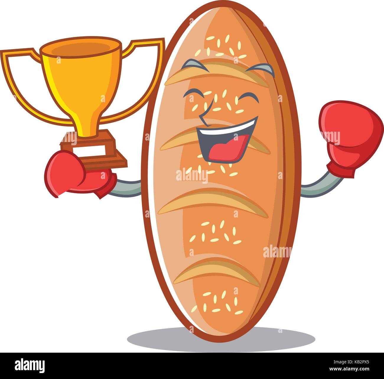 Boxing winner baked bread character cartoon Stock Vector Image & Art ...