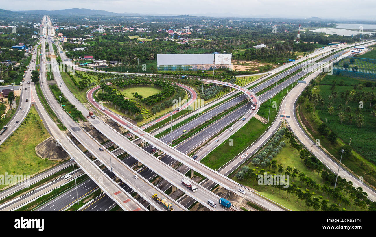 over Road city highway - Bird eye viwe - drone -Top view Stock Photo ...