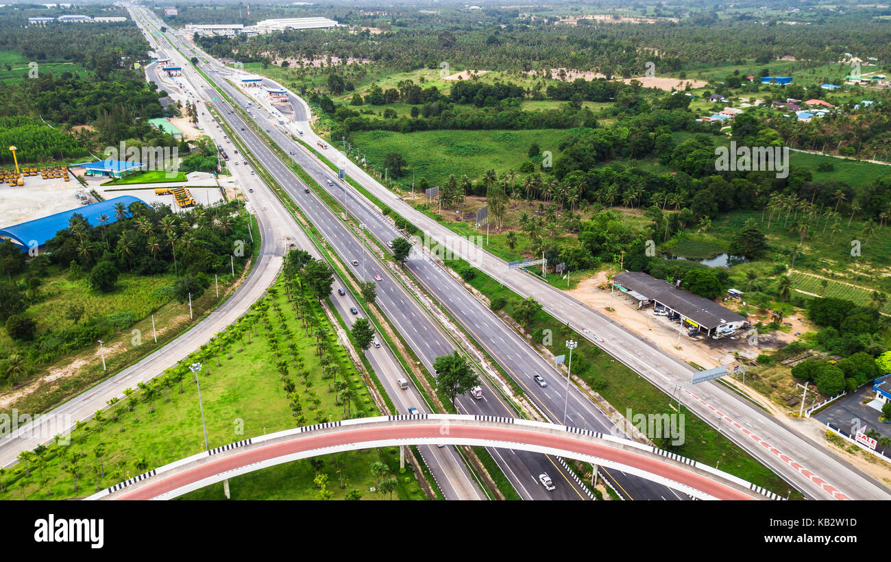 over Road city highway - Bird eye viwe - drone -Top view Stock Photo ...