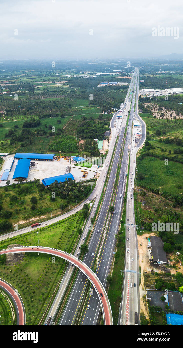 over Road city highway - Bird eye viwe - drone -Top view Stock Photo ...