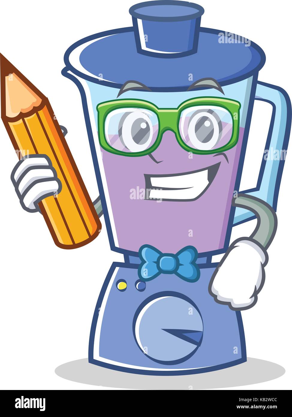 Student with pencil blender character cartoon style Stock Vector Image ...