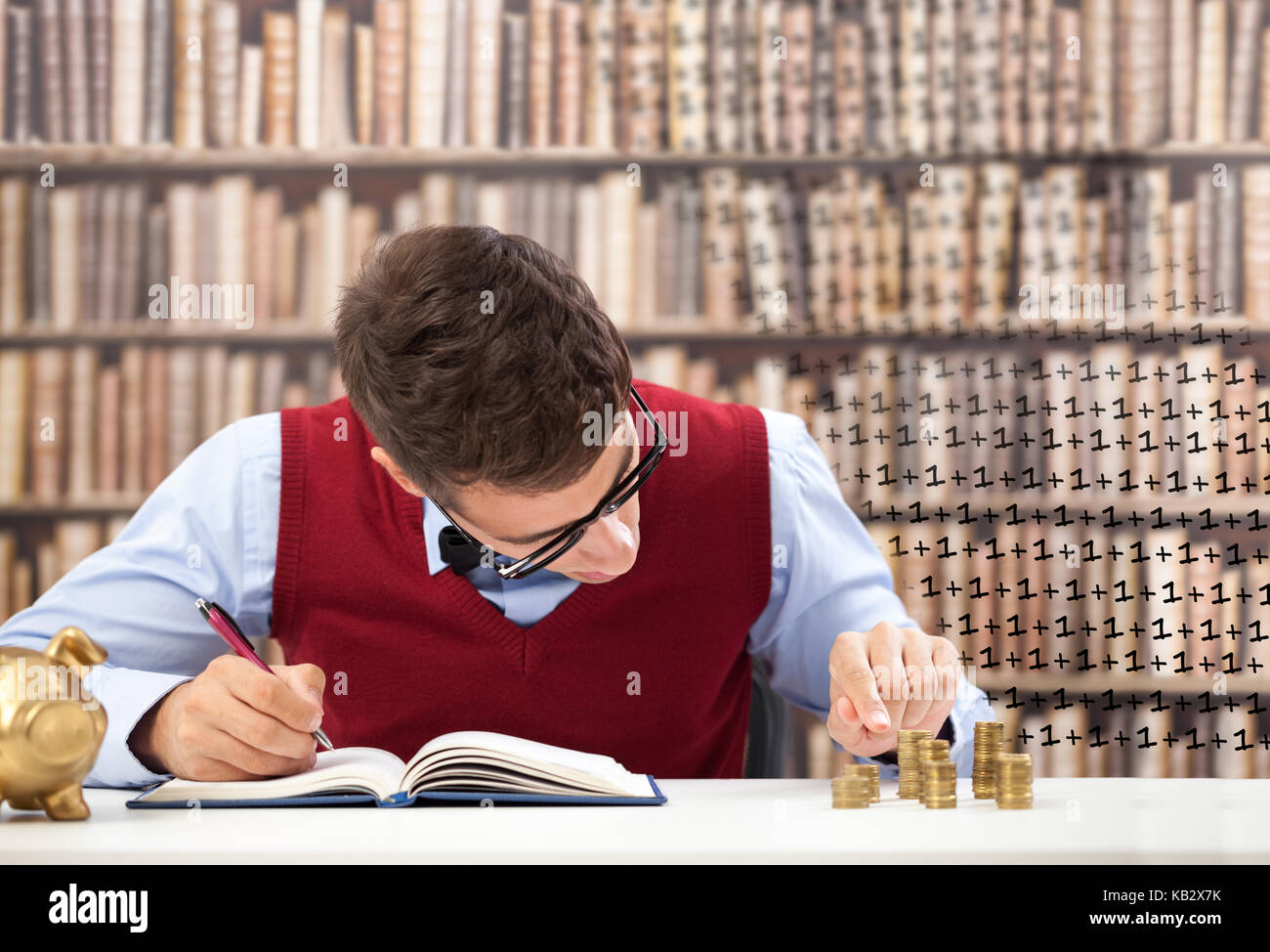 old-fashioned accountant precise counting money Stock Photo - Alamy