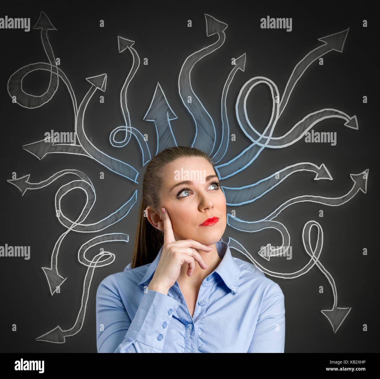 Woman career direction arrows hi-res stock photography and images - Alamy