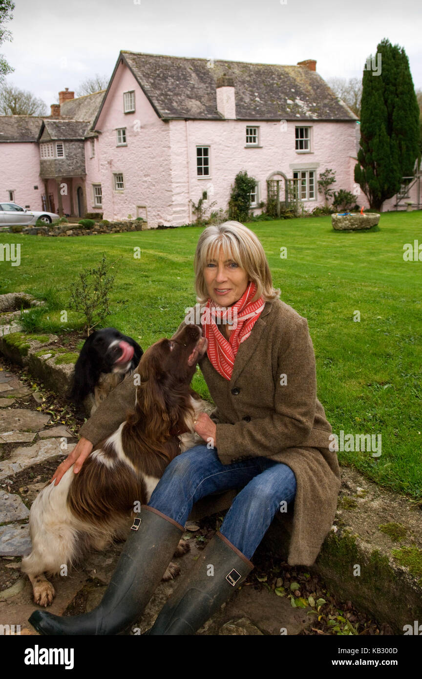 Lady Jane Rice, wife of Sir Tim Rice, at her home in Cornwall with her ...