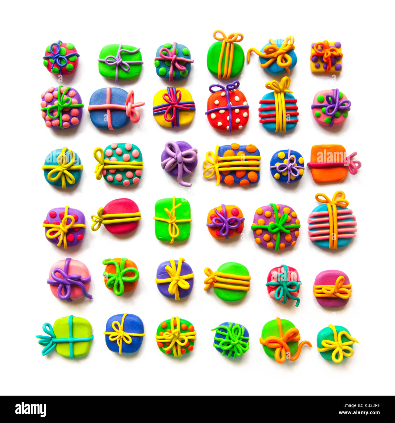 Many small gifts from plasticine Stock Photo - Alamy