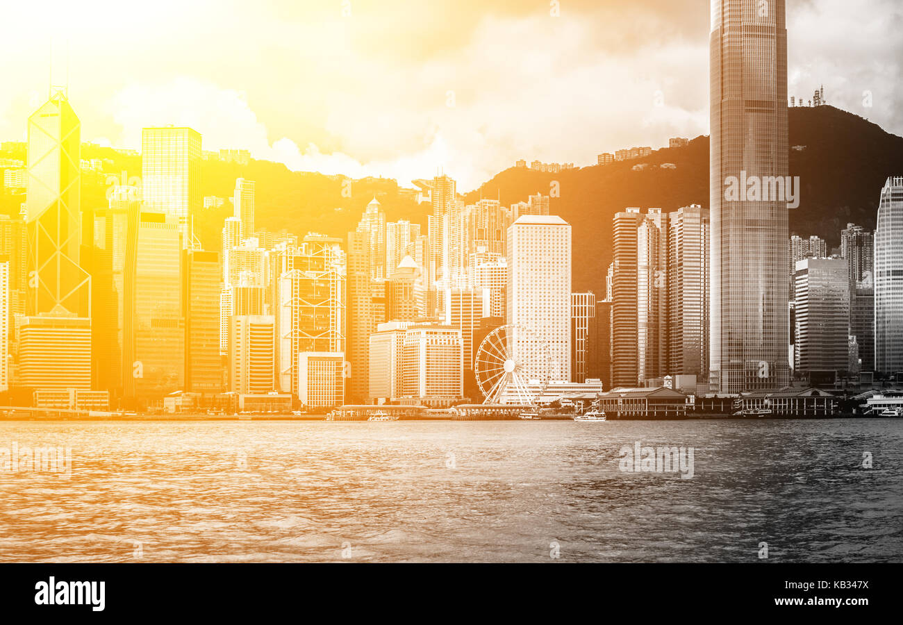 hong kong harbour view with sunlight Stock Photo - Alamy